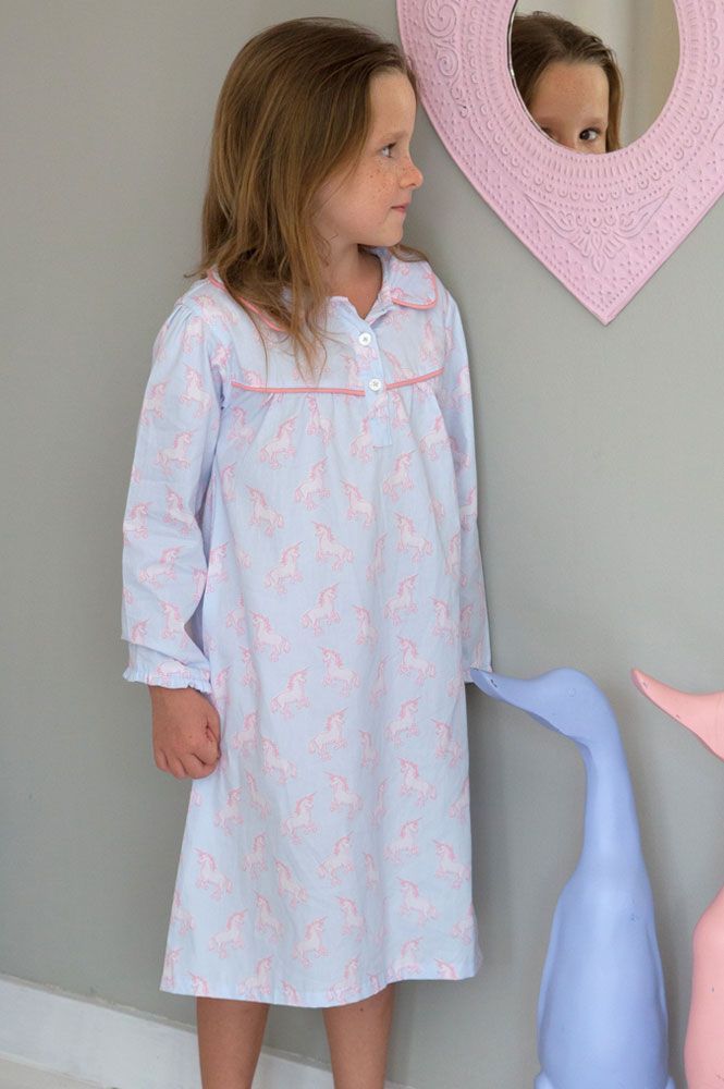 Unicorn Long Sleeve Nightie | Nightdresses | Girls | Em & Lu | Em&Lu